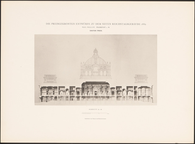 Paul Wallot Reichstag, Berlin Schnitt A B (aus: Die preisgekrönten ...
